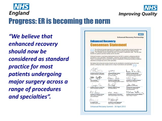 NHS England National Perspective – Enhanced Recovery | PPTX