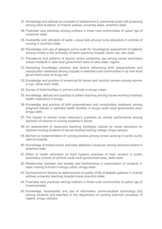 MASTERS NURSING SCIENCE PROJECT TOPICS AND MATERIALS.docx | Pregnancy ...