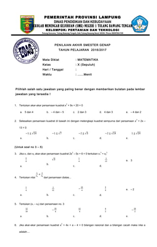 Master soal pas genap matematika | PDF