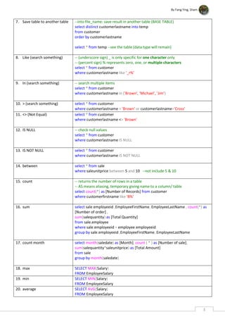 sql ppt for students who preparing for sql | PDF