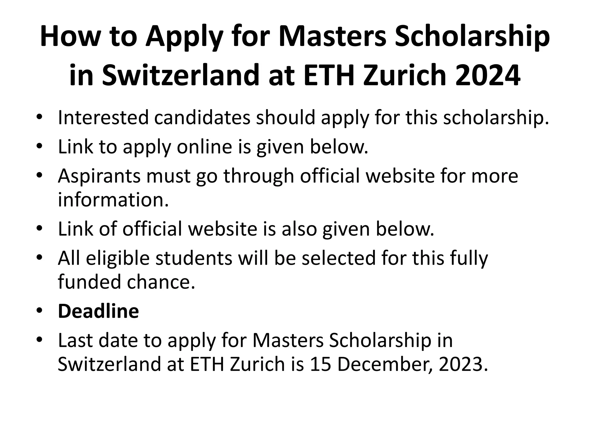 Masters Scholarship in Switzerland at ETH Zurich 2024.pptx