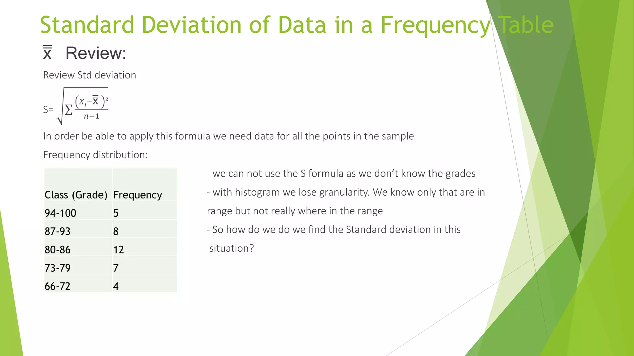 Master statistics 1#09_ Standard Deviation of Data in a Frequency Table | PPT