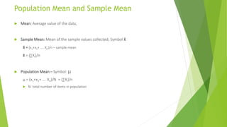 Understanding statistics 1#5 Mean and Sample Mean | PPT