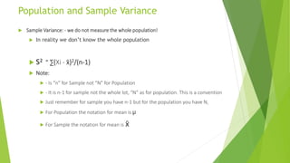 Master statistics 1#7 Population and Sample Variance | PPTX