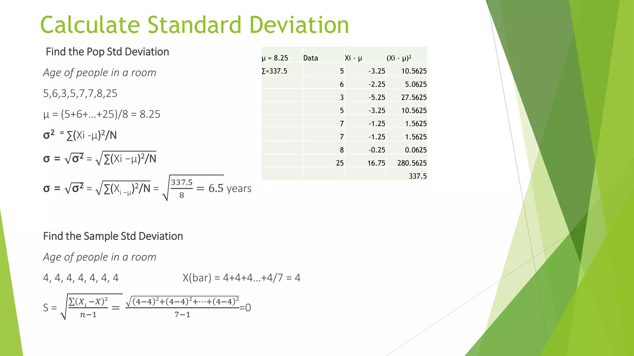 Master statistics 1#8 Population and Sample Standard Deviation | PPTX