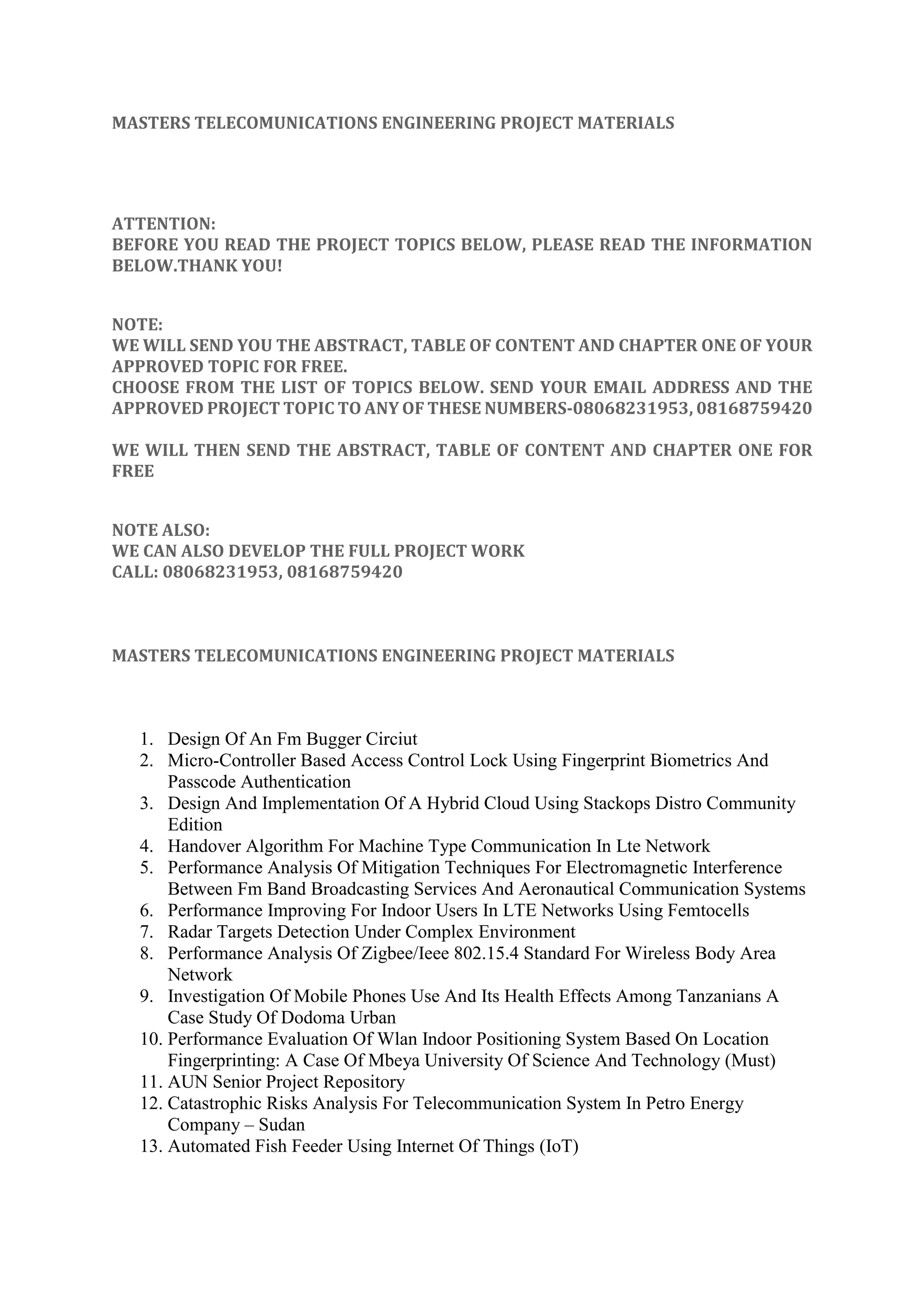 MASTERS TELECOMUNICATIONS ENGINEERING PROJECT MATERIALS.docx