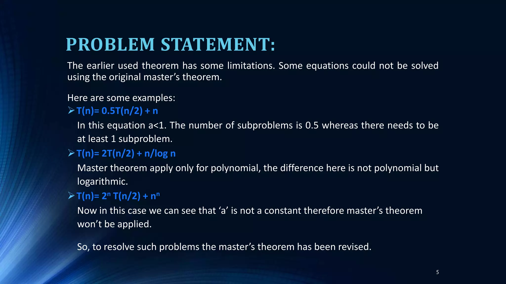 Improvised Master's Theorem | PPT
