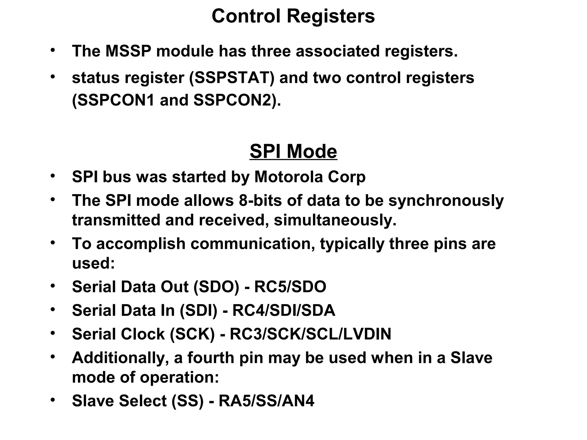 Master synchronous serial port (mssp) | PPT