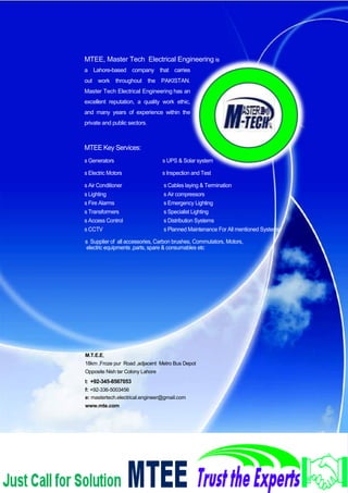 Master tech electrical engineering..... ( companyprofile) | PDF