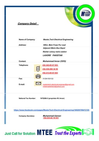 Master tech electrical engineering..... ( companyprofile) | PDF