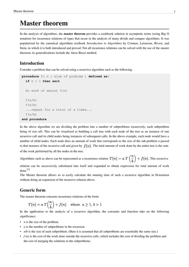 Master theorem | PDF