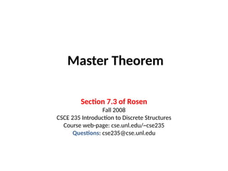Master Theorem Related to The Algorithm Analysis Course | PPT