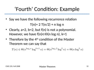Master Theorem Related to The Algorithm Analysis Course | PPT
