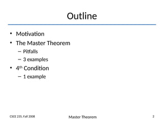 Master Theorem Related to The Algorithm Analysis Course | PPT