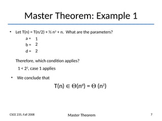 Master Theorem Related to The Algorithm Analysis Course | PPT