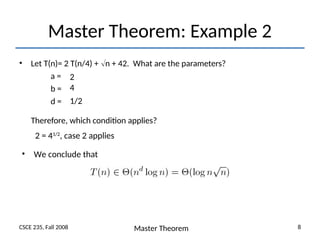 Master Theorem Related to The Algorithm Analysis Course | PPT