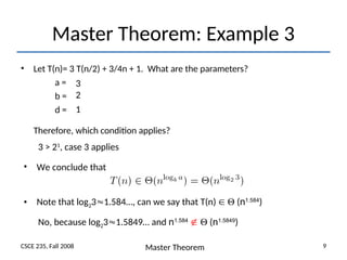 Master Theorem Related to The Algorithm Analysis Course | PPT
