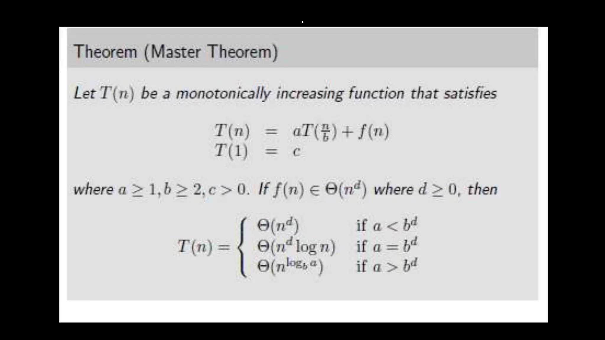 Master theorem in discrete structure | PPTX