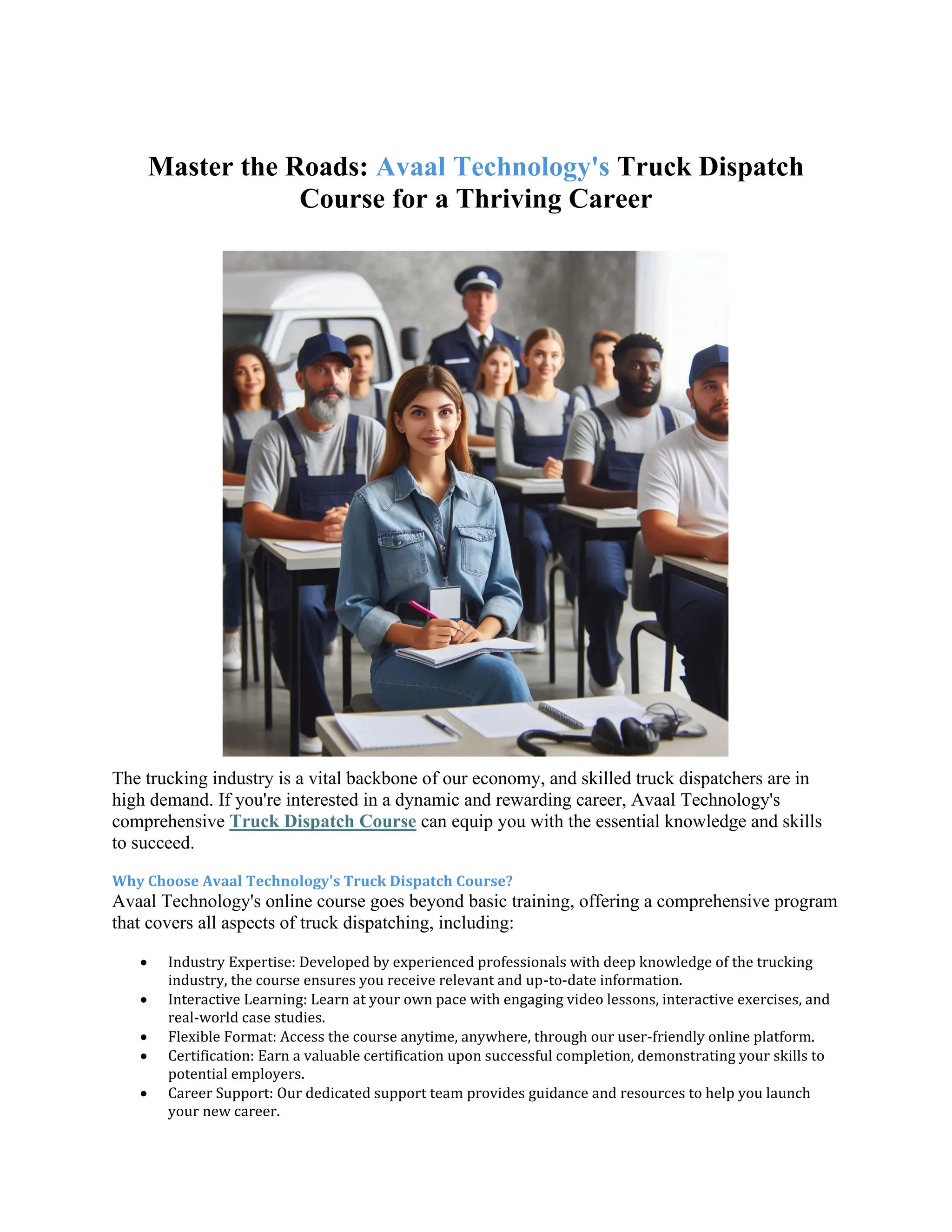 Master the Roads: Avaal Technology's Truck Dispatch Course for a ...