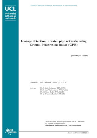 Leakage detection in water pipe networks using Ground Penetrating Radar ...