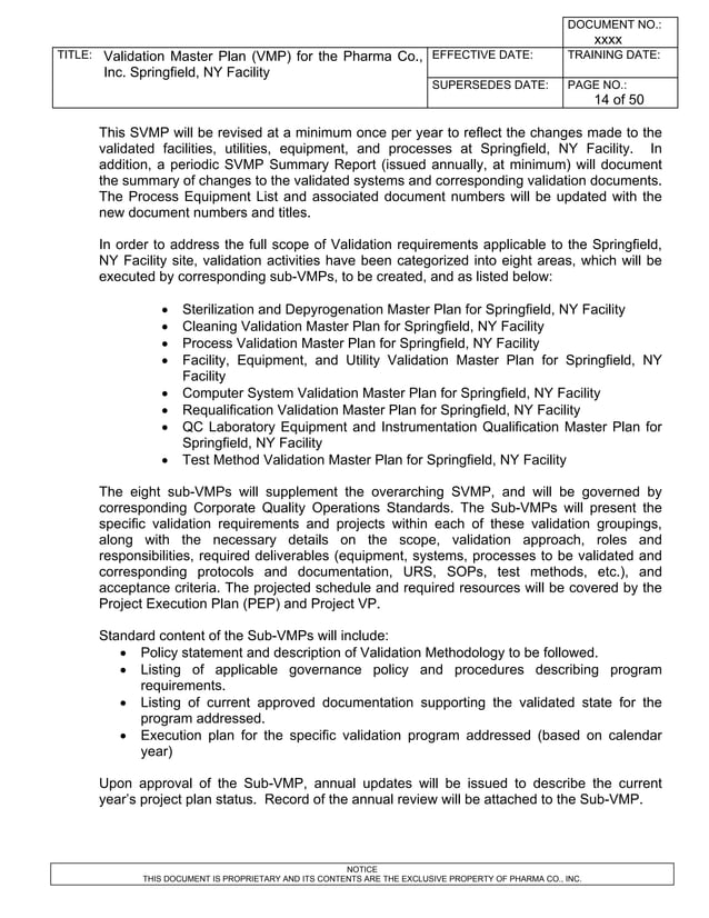 Validation Master Plan | PDF