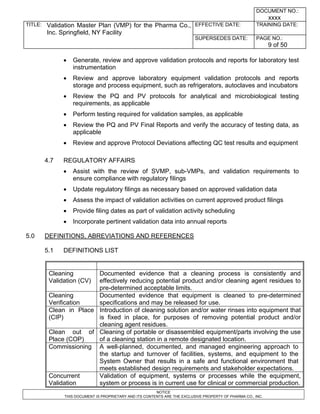 Validation Master Plan | PDF