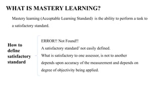 Mastery Learning - Trainer Development Programmes | PPT