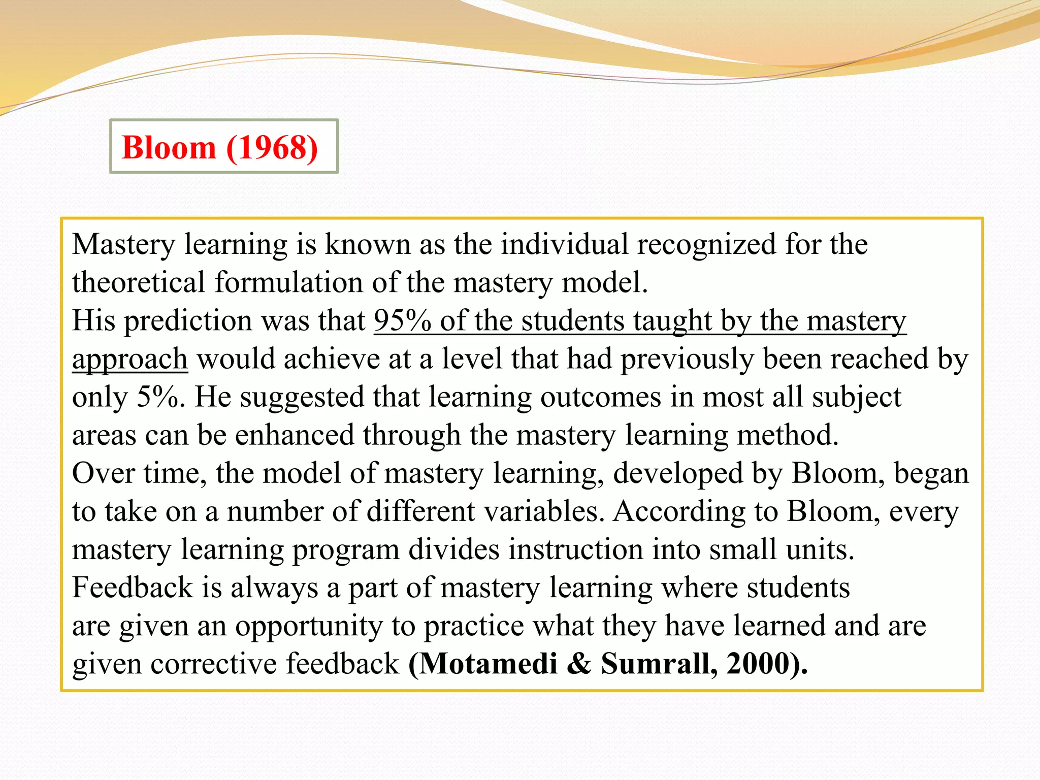 Mastery learning models ppt | PPTX