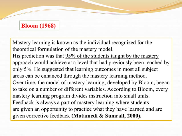 Mastery learning models ppt | PPTX