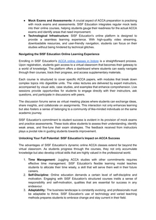 Master Your ACCA Journey with SISF Education's Dynamic Online Classes | PDF