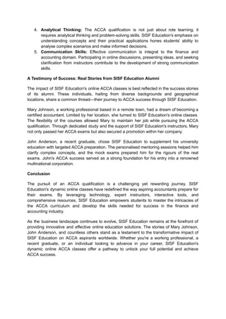 Master Your ACCA Journey with SISF Education's Dynamic Online Classes | PDF