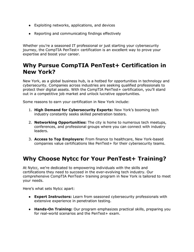 Master Your Career with CompTIA PenTest+ Certification in New York.docx