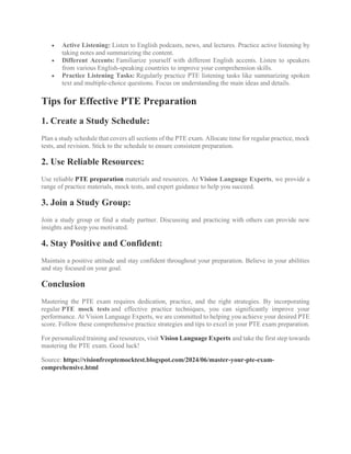 Master Your PTE Exam: Comprehensive Practice Strategies and Tips | PDF