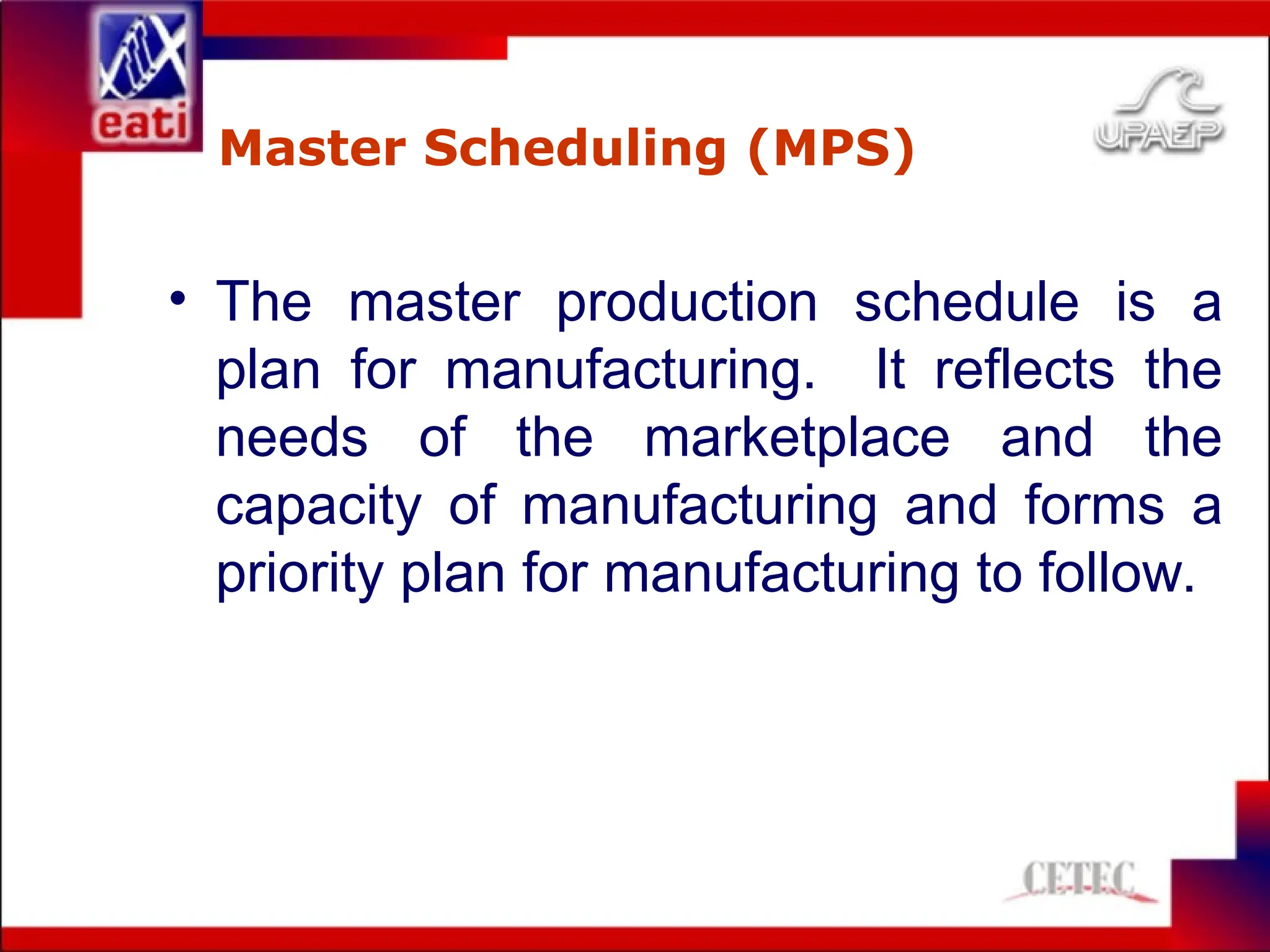 Master Production scheduling Plan in Production | PPT