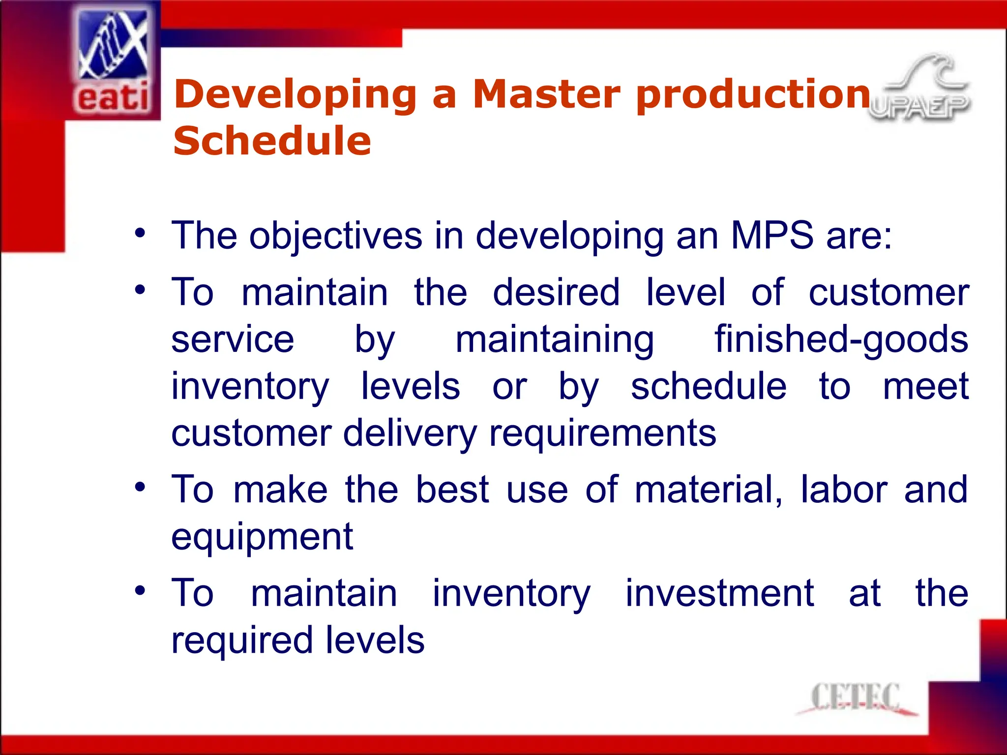 Master Production scheduling Plan in Production | PPT