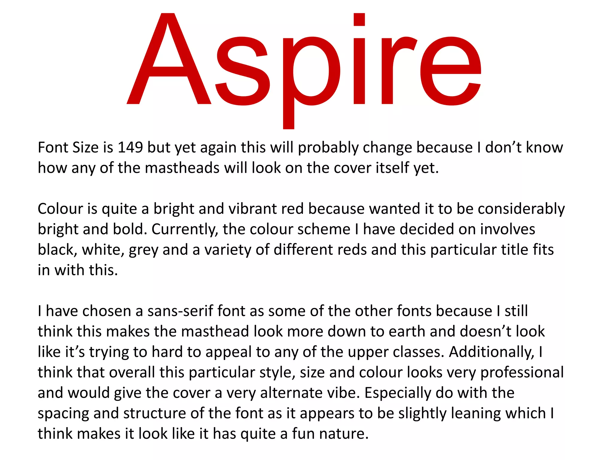 Potential Masthead Styles, Sizes and Colours | PPTX