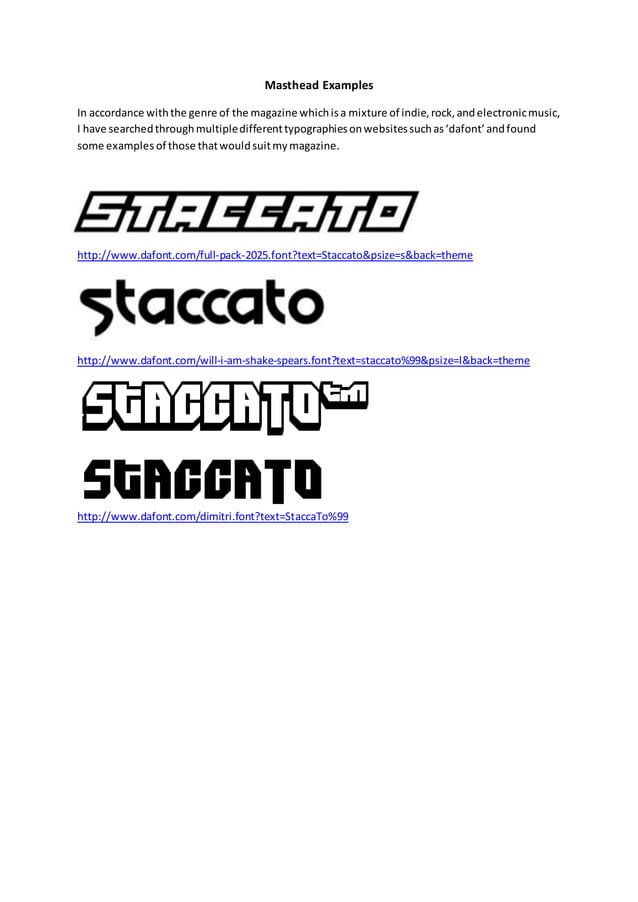 Masthead examples | DOCX