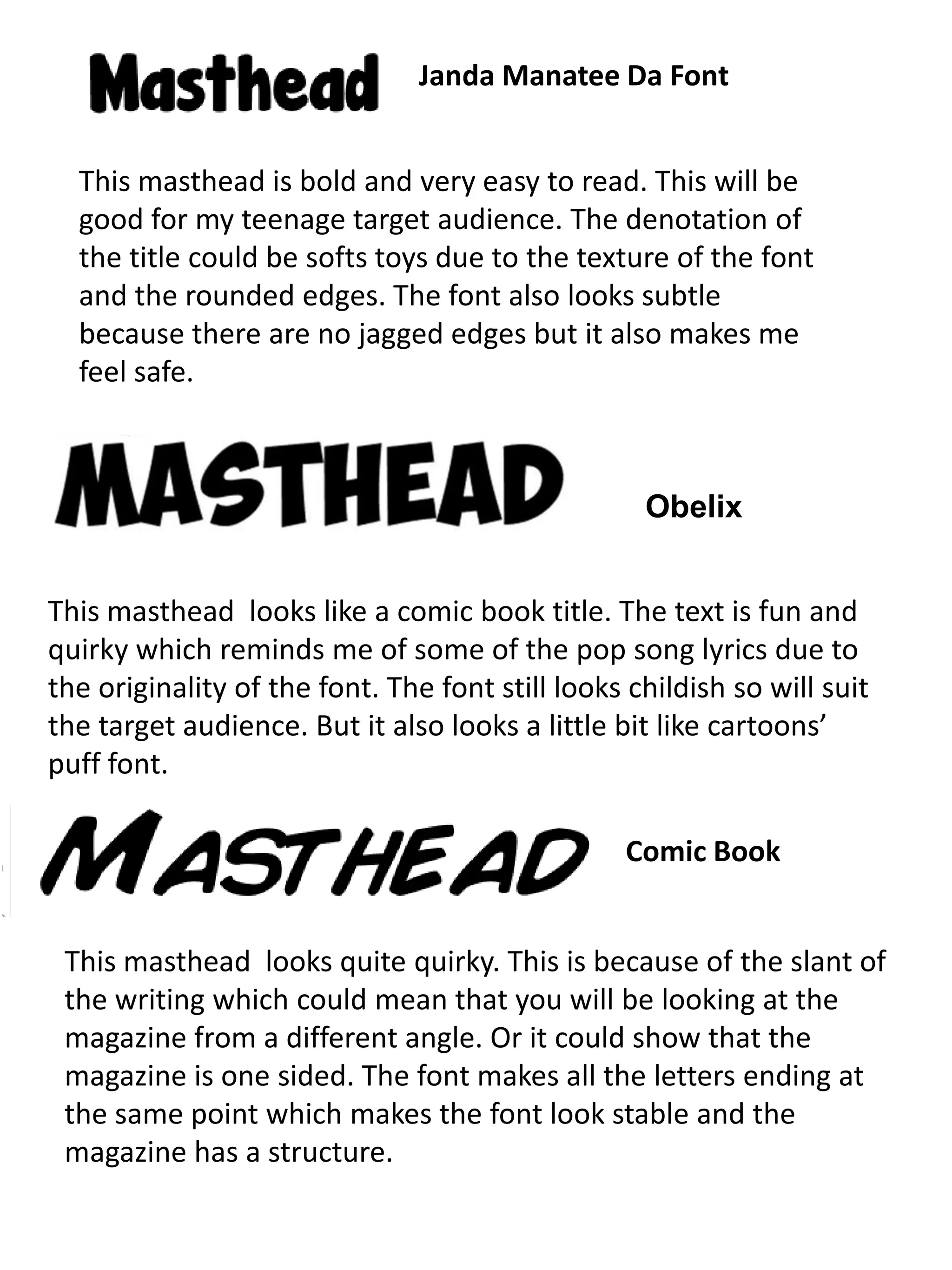 M asthead fonts | PPTX