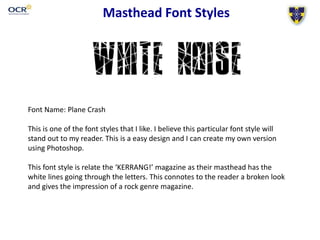 Masthead font styles | PPT