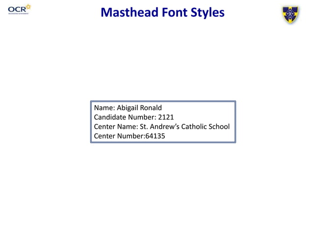 Masthead Font Styles | PPT