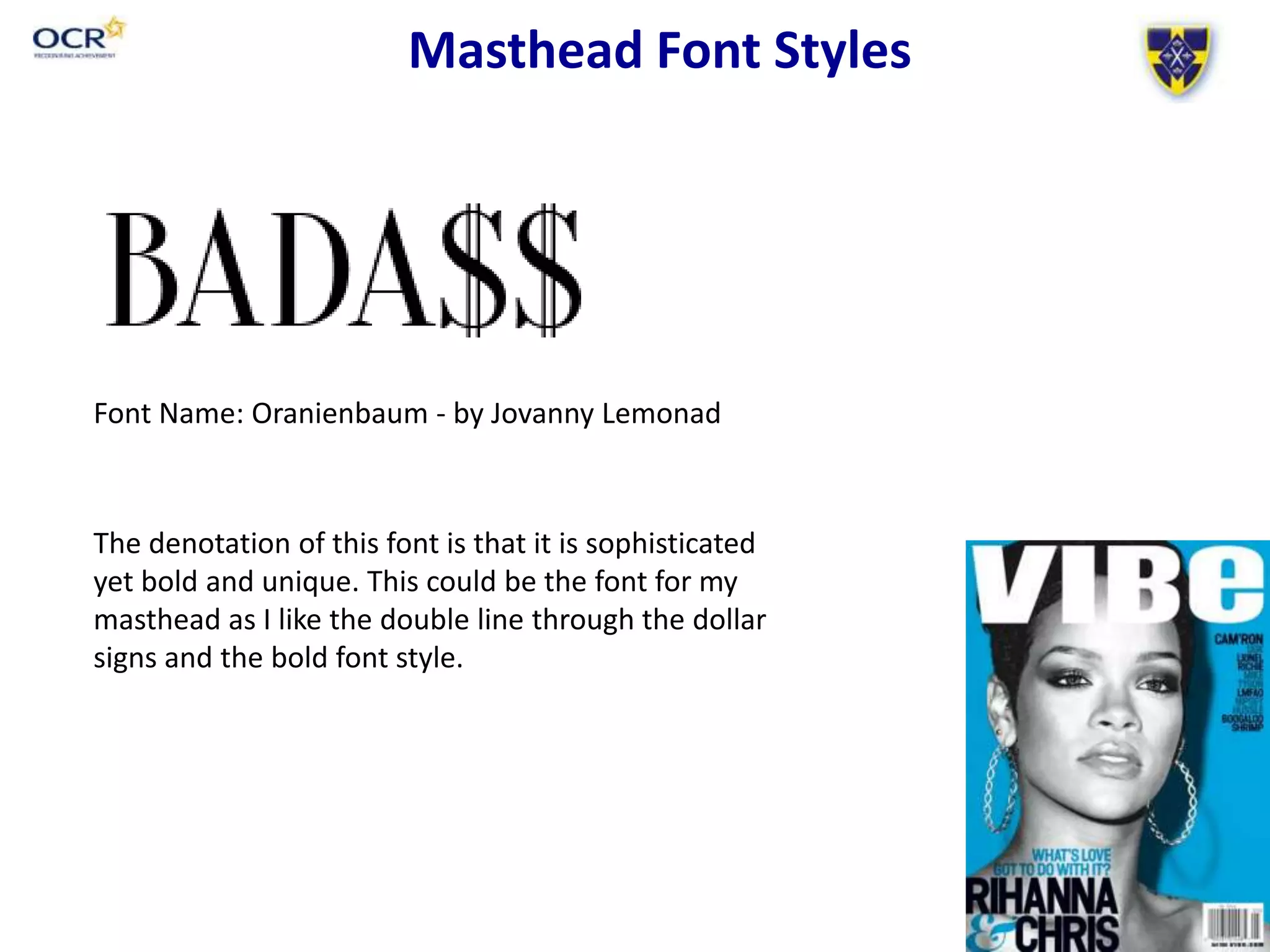 Masthead Font Styles | PPT