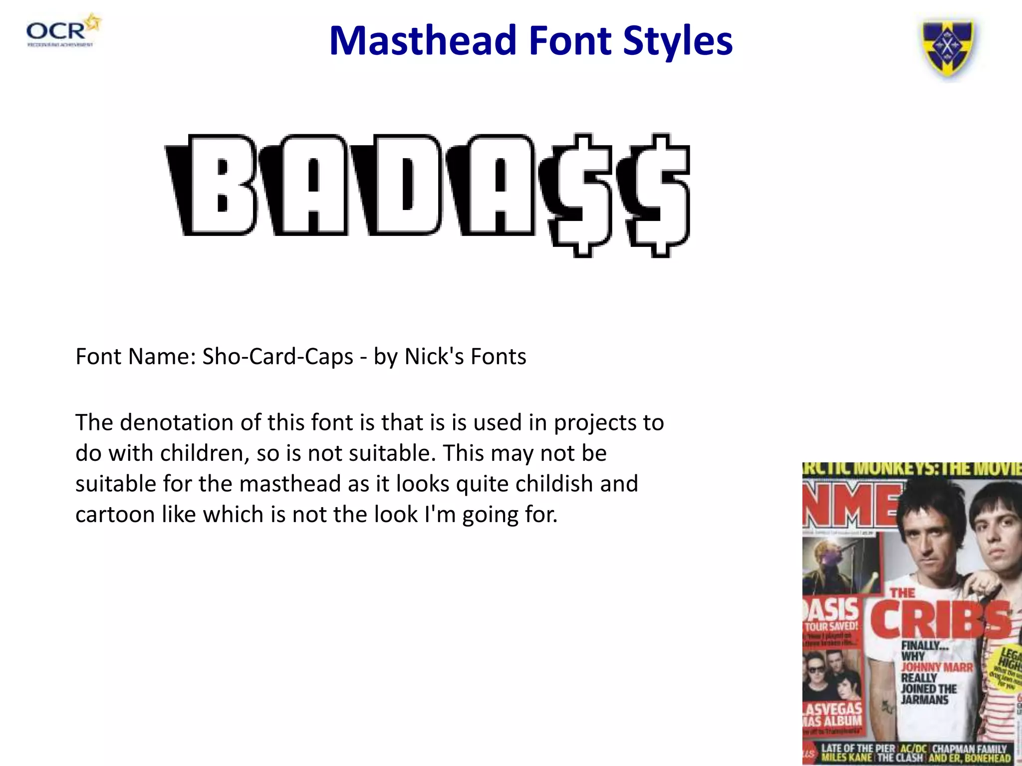 Masthead Font Styles | PPT