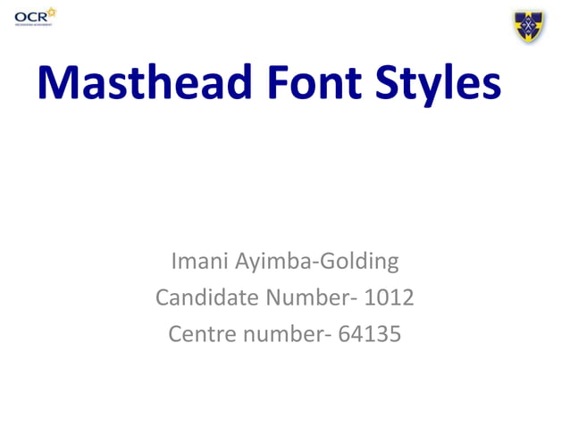 Masthead Font Styles | PPT