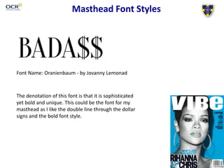 Masthead Font Styles | PPT