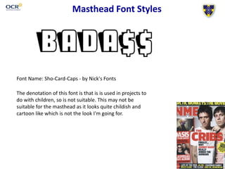Masthead Font Styles | PPT