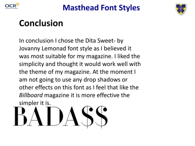 Masthead Font Styles | PPT