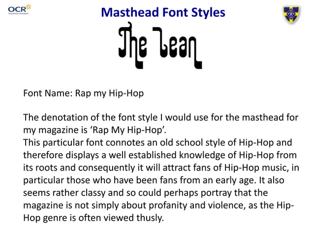 Masthead font styles | PPT