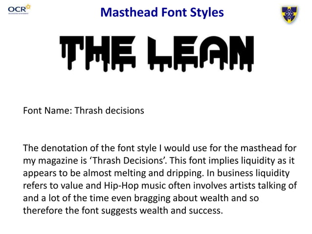Masthead font styles | PPT