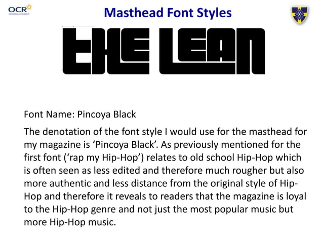 Masthead font styles | PPT