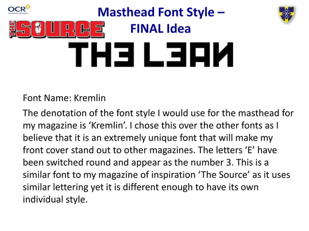 Masthead font styles | PPT